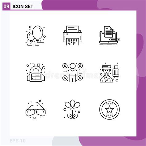 Modern Set Of 9 Outlines Pictograph Of Barrel Paper File List