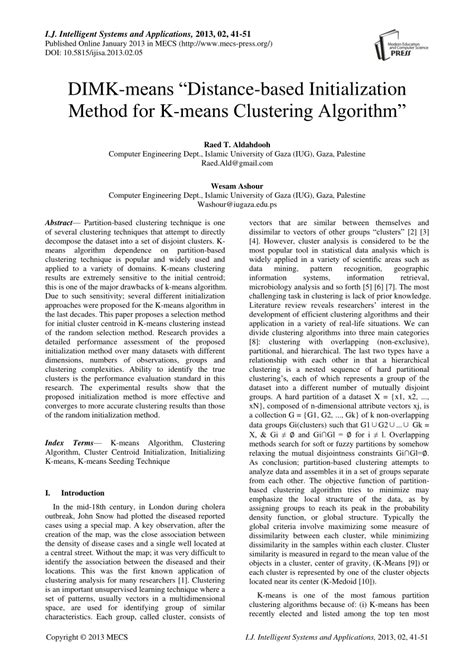 Pdf Dimk Means “distance Based Initialization Method For K Means