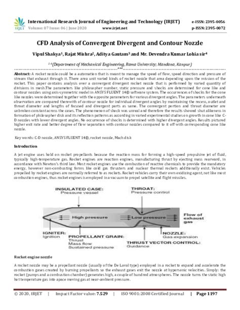 Pdf Irjet Cfd Analysis Of Convergent Divergent And Contour Nozzle