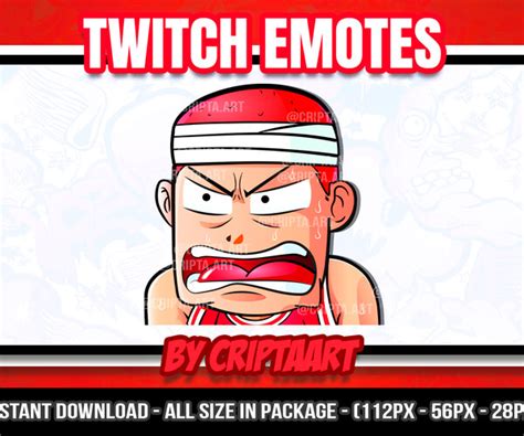 Artstation Slam Dunk Twitch Emotes Hanamichi Sakuragi Angry Emote