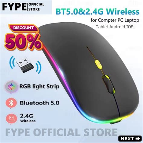Jual Wireless Mouse Bluetooth Rgb Rechargeable 2 4ghz Usb Dual Modes Mouse Wireless Silent Led