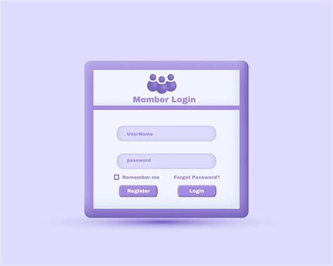 Premium Vector 3d Member Log In Purple User Interface Sign In Web