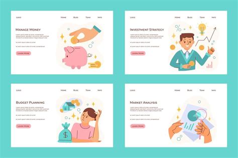 Free Vector Financial Planning Landing Pages Set With Clickable Text