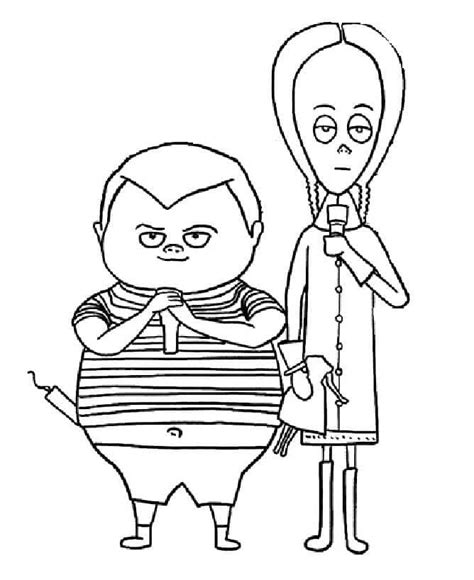 Broer En Zus Familie Addams Kleurplaat Kinderen Kleurplaat