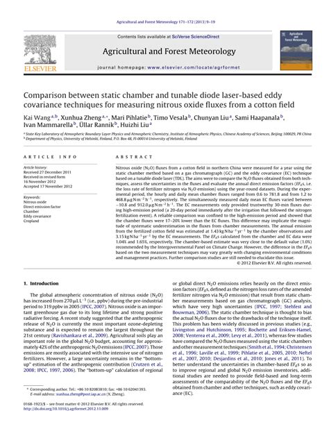Pdf Comparison Between Static Chamber And Tunable Diode Laser Based