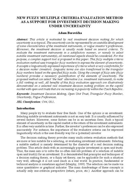 new fuzzy multiple criteria evaluation method as a support for
