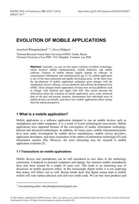 Pdf Evolution Of Mobile Applications