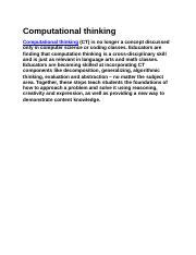 Computational Thinking Docx Computational Thinking Computational Thinking CT Is No Longer A