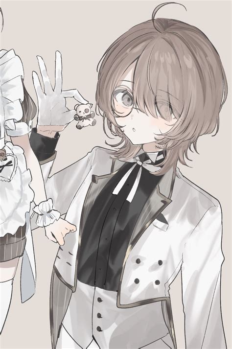 Safebooru 1girl Ahoge Black Shirt Brown Hair Commission Cropped