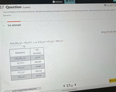 Solved Question Point Use Enthalpies Of Chegg