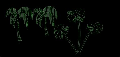 Coconut Palms Trees Plant Front View Elevation 2d Dwg Block For Autocad • Designs Cad