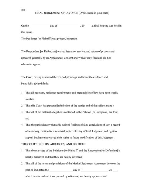 40 Free Divorce Papers Printable Templatelab