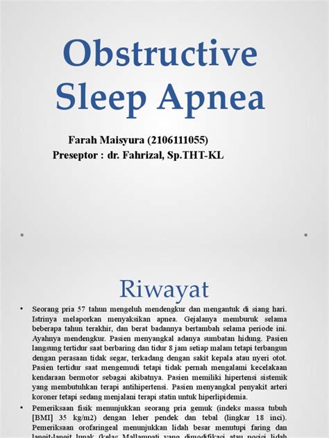 Obstructive Sleep Apnea Pdf