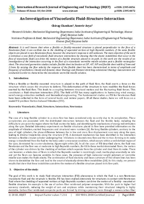 Pdf An Investigation Of Viscoelastic Fluid Structure Interaction