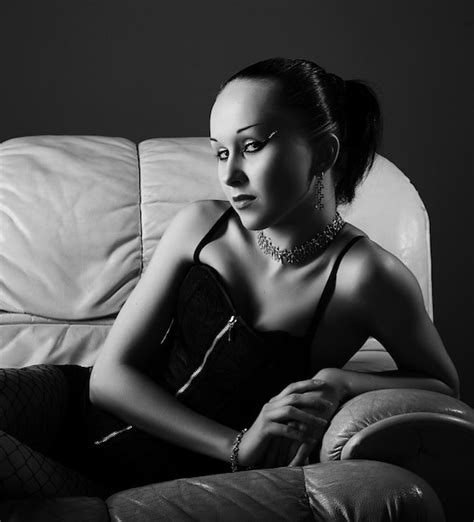 Premium Photo Portrait Of Sexy Young Model On Sofa