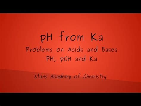 Determining PH From Ka Stan S Academy