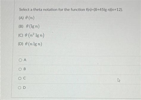 solved select a theta notation for the function