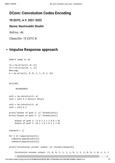 SOLUTION Digital Communication Convolution Codes Encoding Studypool