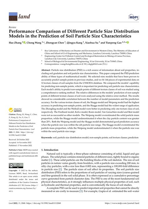 Pdf Performance Comparison Of Different Particle Size Distribution Models In The Prediction Of