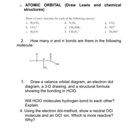 Solved A ATOMIC ORBITAL Draw Lewis And Chemical Chegg