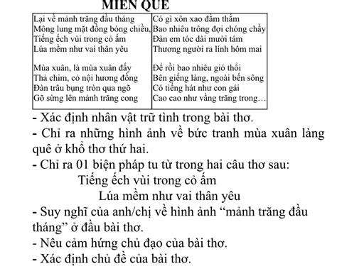 GET ANSWER MIEN QUE L i v m nh tr ng u tháng Có gì xôn xao m th m Mông lung m t ng bóng