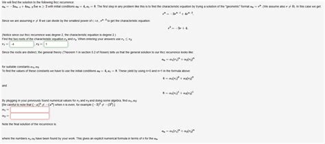solved an −3an−1 4an−2 for n≥2 with initial conditions