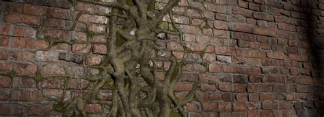 Tree Roots On Brick Wall Substace FlippedNormals
