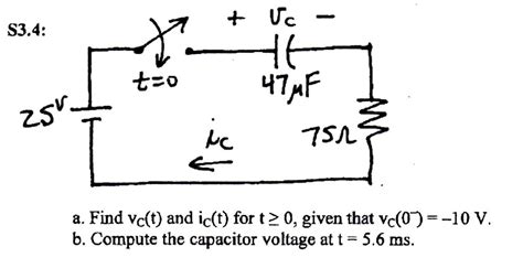 solved find vc t and ic t for t ge 0 given that vc 0
