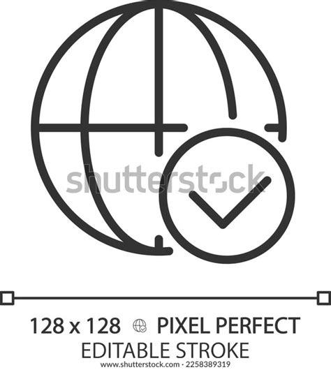 Globe Check Mark Pixel Perfect Linear Stock Vector Royalty Free 2258389319 Shutterstock