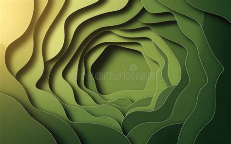 Modern Futuristic Background Featuring An Abstract Green Gradient Papercut Texture Stock