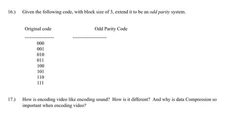 Solved 000001010011100101110111odd Parity Code17 ﻿how Is