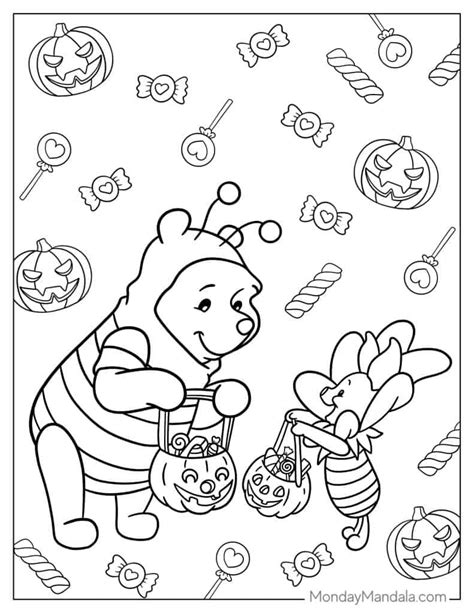 Winnie The Pooh Halloween Colouring Pages
