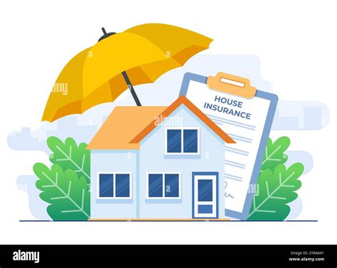 Home Insurance Flat Illustration Vector Template Property Security Financial Protection Real