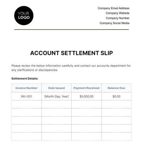 Account Settlement Slip Template Edit Online And Download Example
