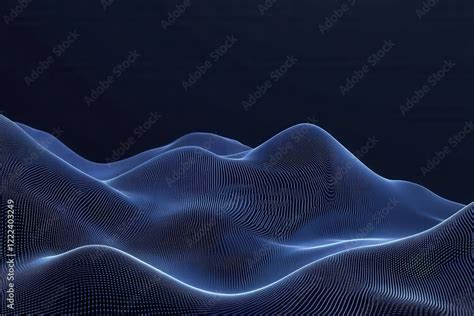 Abstract Digital Landscape With Flowing Binary Code Streams In Deep Navy Blue Creating A Matrix