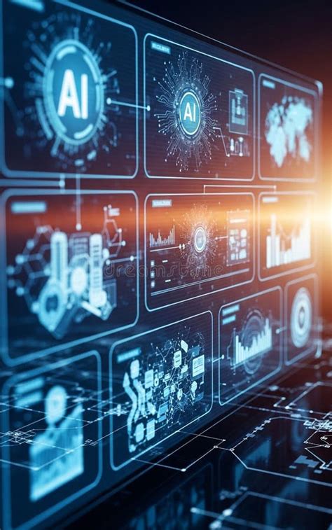 futuristic digital interface display showing artificial intelligence