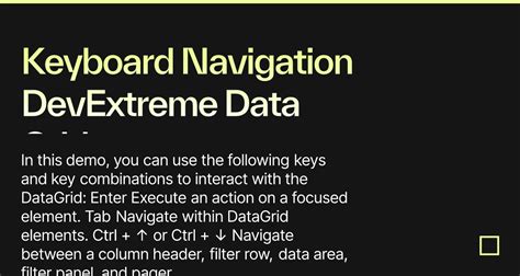 keyboard navigation devextreme data grid codesandbox