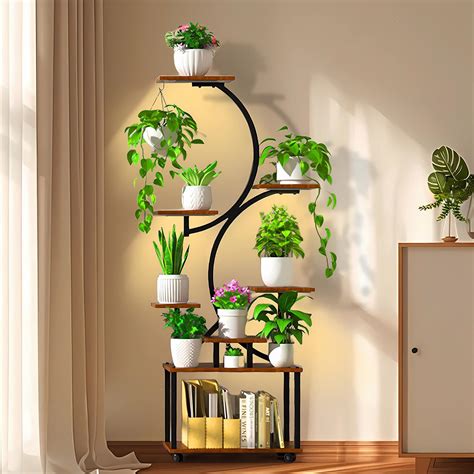 Plant Stand Indoor With Grow Lights 8 Tiered Plant Shelf