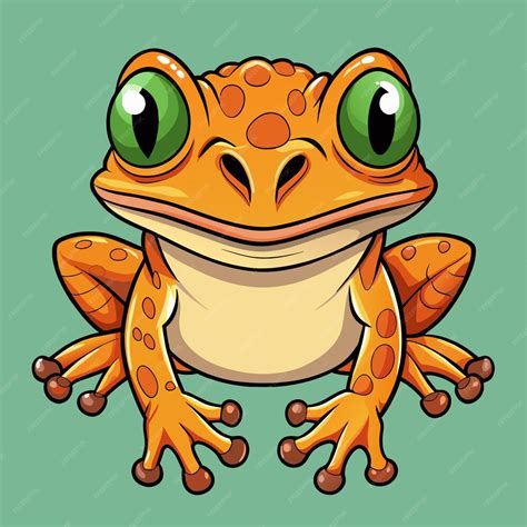Un Dibujo De Dibujos Animados De Una Rana Con Ojos Verdes Y Un Gran