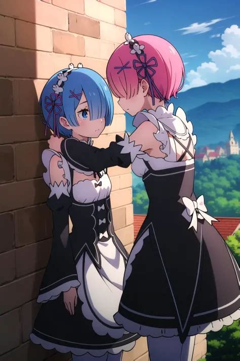 Two Anime Girls In Maid Uniforms Standing In A Room Seaart Ai