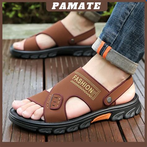 Jual Sandal Pria Dewasa Open Toe Asli Kulit Premium Impor Termurah Sandal Pria Kulit Anti Putus