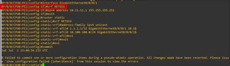 Failed To Commit On Interface And Vrf Error On Ios Xrv 601
