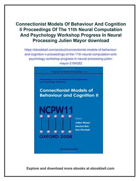 Connectionist Models Of Behaviour And Cognition Ii Proceedings Of The 11th Neural Computation