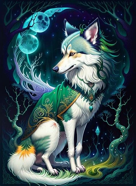 White Wolf In Green Shirt