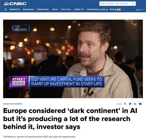 📺 Last Week Eqt Ventures Partner Ted Persson Spoke To Cnbcs Arjun Kharpal About The Current