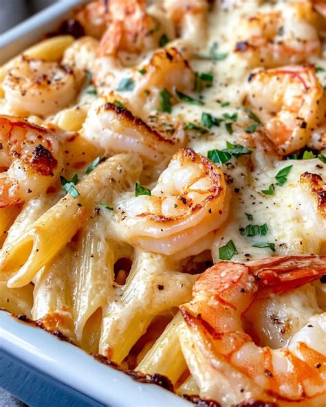 Creamy Garlic Shrimp Pasta Bake Simplyyummybites