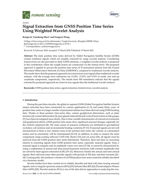 Pdf Signal Extraction From Gnss Position Time Series Using Weighted