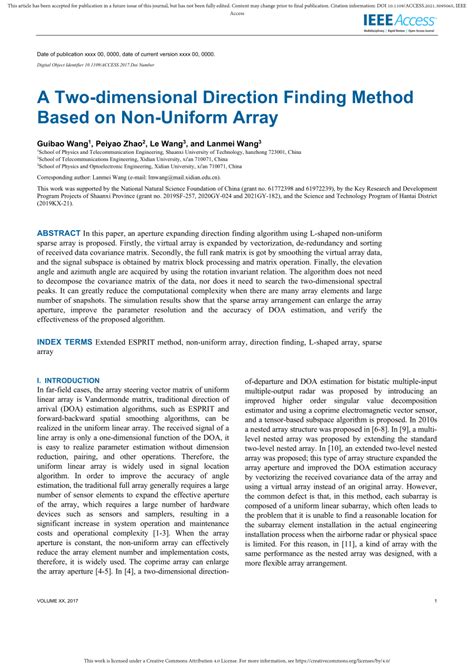 pdf a two dimensional direction finding method based on non uniform array