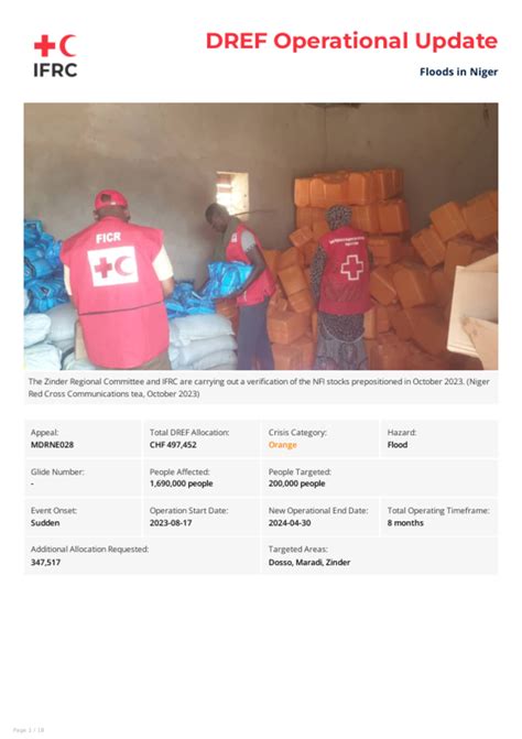 Floods In Niger Dref Operational Update Mdrne028 Niger Reliefweb