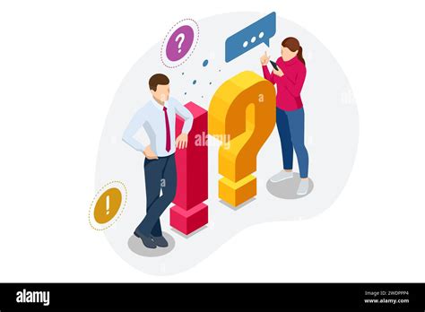 Isometric Question Marks Message Box With Question Chatbot Technology